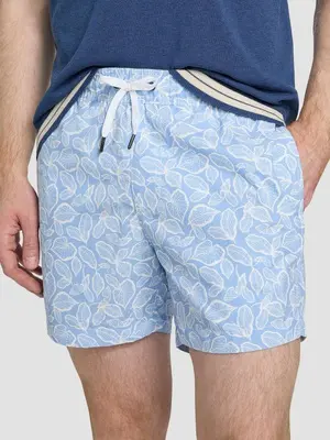 SAKS FIFTH AVENUE Collection Tropical Leaf Print Drawstring Swim Shorts