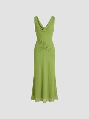 NICHOLAS THE LABEL Calia Ruched Georgette Maxi Dress