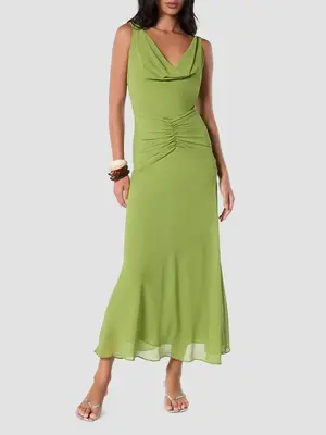 NICHOLAS THE LABEL Calia Ruched Georgette Maxi Dress