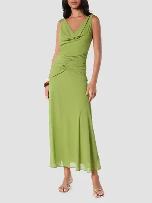 NICHOLAS THE LABEL Calia Ruched Georgette Maxi Dress