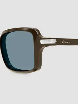 Cartier Godron De 49mm Rectangular Sunglasses - Brown Blue