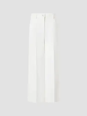 Akris Chiara Stretch-denim High-rise Wide-leg Pants - Cream