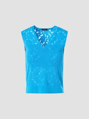 Akris Burnout Intarsia Wool-blend Top