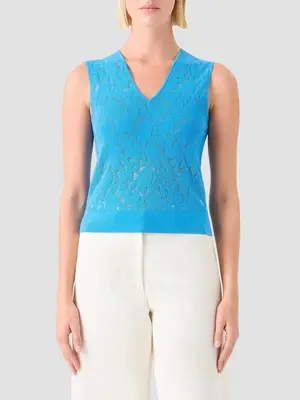 Akris Burnout Intarsia Wool-blend Top