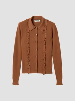 Miu Miu Cashmere And Silk Cardigan Brown