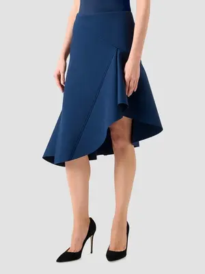 Akris Neoprene Asymmetric Flared Skirt