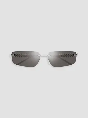 Cartier Clash De 58mm Rectangular Sunglasses - Silver Grey