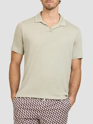 Onia Shaun Stretch-linen Polo Shirt Elm