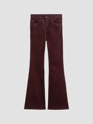 Ag Farrah Stretch-velvet High-rise Boot-cut Pants - Winery