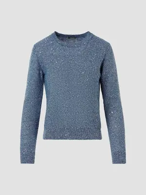Akris Sequined Linen-blend Crewneck Sweater - Denim