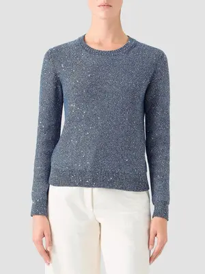 Akris Sequined Linen-blend Crewneck Sweater