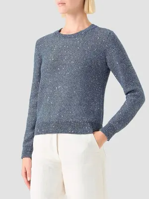 Akris Sequined Linen-blend Crewneck Sweater