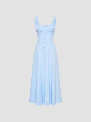 NICHOLAS THE LABEL Dina Ruched Linen Midi-dress