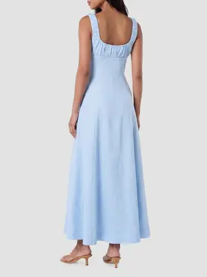 NICHOLAS THE LABEL Dina Ruched Linen Midi-dress
