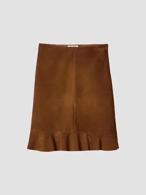 Miu Miu Waxed Suede Skirt - Brown