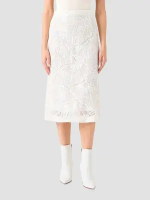 Akris Lacquered Fan Lace A-line Skirt