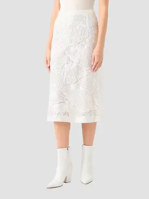 Akris Lacquered Fan Lace A-line Skirt