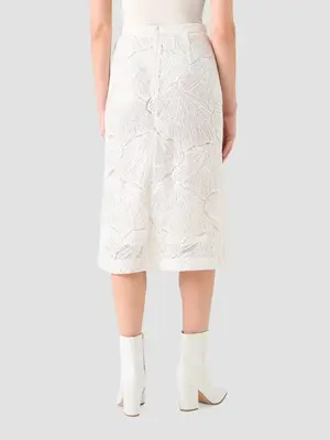 Akris Lacquered Fan Lace A-line Skirt