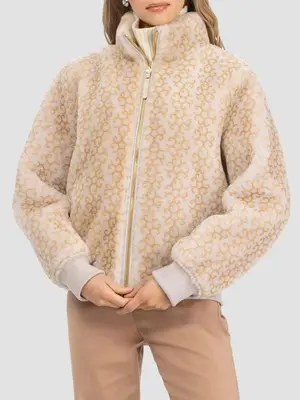 Gorski Reversible Select Shearling Lamb Insignia Bomber Jacket - Cream