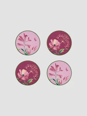 GINORI 1735 Florenza 4-piece Porcelain Coaster Set - Malva