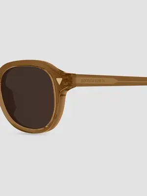Bottega Veneta Triangle Stud Panthos 49mm Round Sunglasses