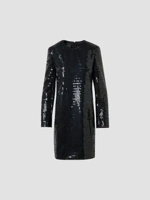 Akris Sequined Long-sleeve Sheath Cocktail Dress