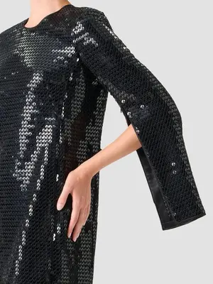 Akris Sequined Long-sleeve Sheath Cocktail Dress