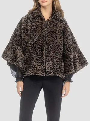 Gorski Select Shearling Lamb Zip Coat With Cropped Sleeves