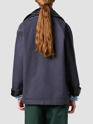 Miu Miu Single-breasted Gart-dyed Gabardine And Leather Jacket