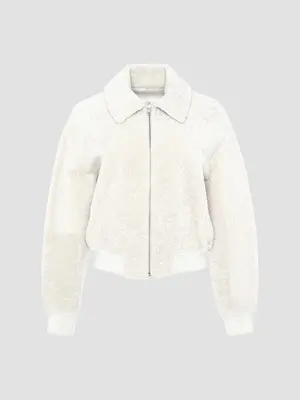 Gorski Reversible Textured Shearling Lamb Zip Coat