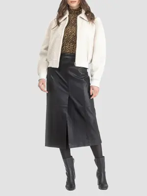 Gorski Reversible Textured Shearling Lamb Zip Coat