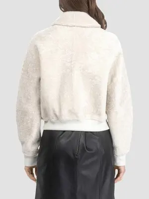 Gorski Reversible Textured Shearling Lamb Zip Coat