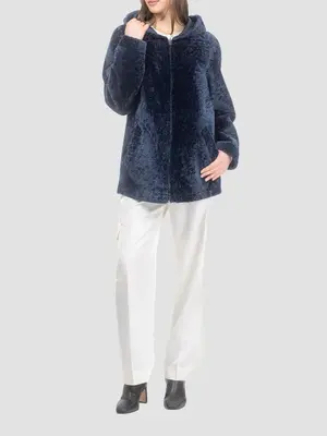 Gorski Textured Reversible Shearling Lamb Zip Parka