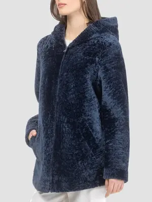 Gorski Textured Reversible Shearling Lamb Zip Parka
