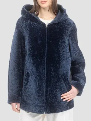 Gorski Textured Reversible Shearling Lamb Zip Parka