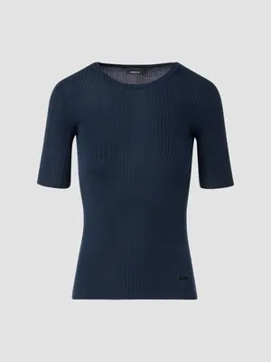 Akris Rib-knit Silk-blend Short-sleeve Sweater