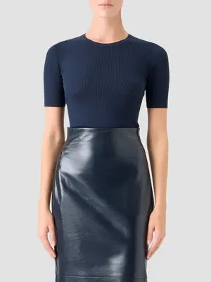 Akris Rib-knit Silk-blend Short-sleeve Sweater