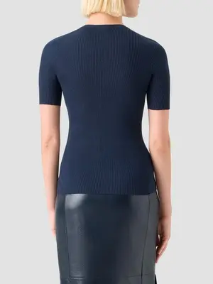 Akris Rib-knit Silk-blend Short-sleeve Sweater