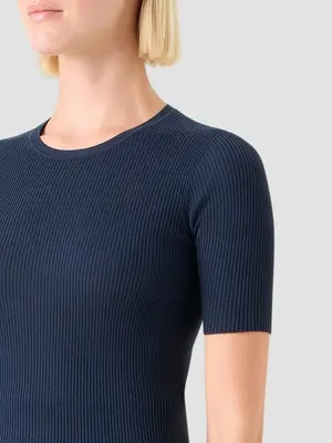 Akris Rib-knit Silk-blend Short-sleeve Sweater