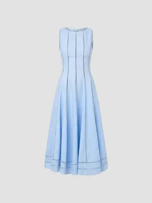 NICHOLAS THE LABEL Lark Linen Lattice-trim Midi-dress - Sky