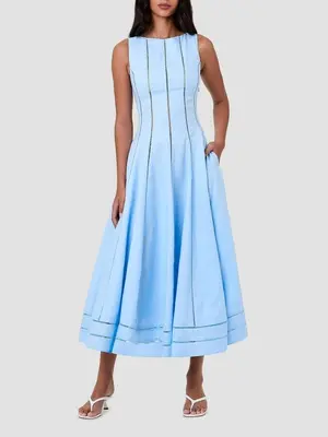 NICHOLAS THE LABEL Lark Linen Lattice-trim Midi-dress