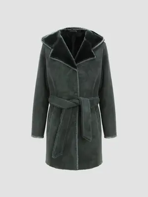 Gorski Merino Shearling Lamb Parka With Embroidered Trim - Emerald