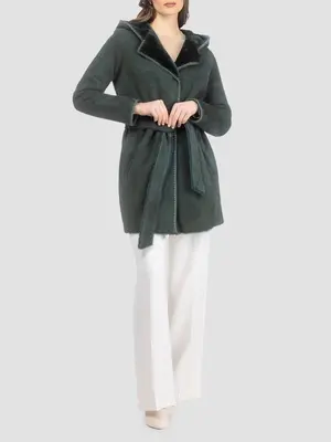 Gorski Merino Shearling Lamb Parka With Embroidered Trim - Emerald