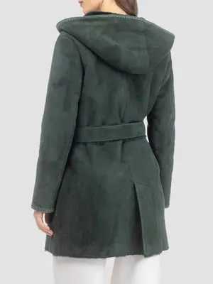 Gorski Merino Shearling Lamb Parka With Embroidered Trim - Emerald