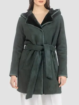 Gorski Merino Shearling Lamb Parka With Embroidered Trim - Emerald