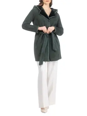 Gorski Merino Shearling Lamb Parka With Embroidered Trim - Emerald