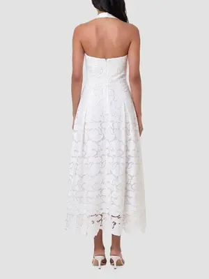 NICHOLAS THE LABEL Elisabeth Cotton Broderie Lace Halter Midi-dress