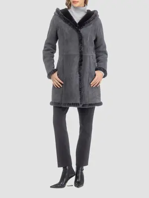 Gorski Shearling Lamb Parka With Whipstitch Trim