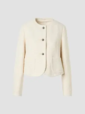 Akris Bouclé Crewneck Jacket - Ivory