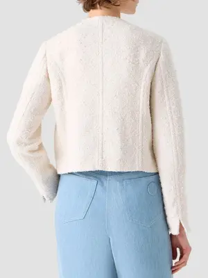 Akris Bouclé Crewneck Jacket - Ivory
